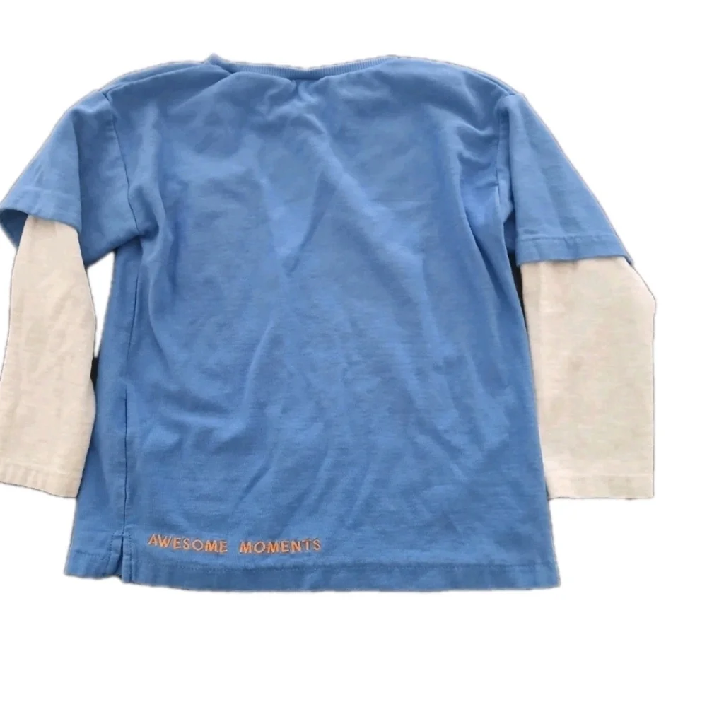Zara | Shirts & Tops | Zara Blue Gray Boys Double Sleeve Top Size 45 ...